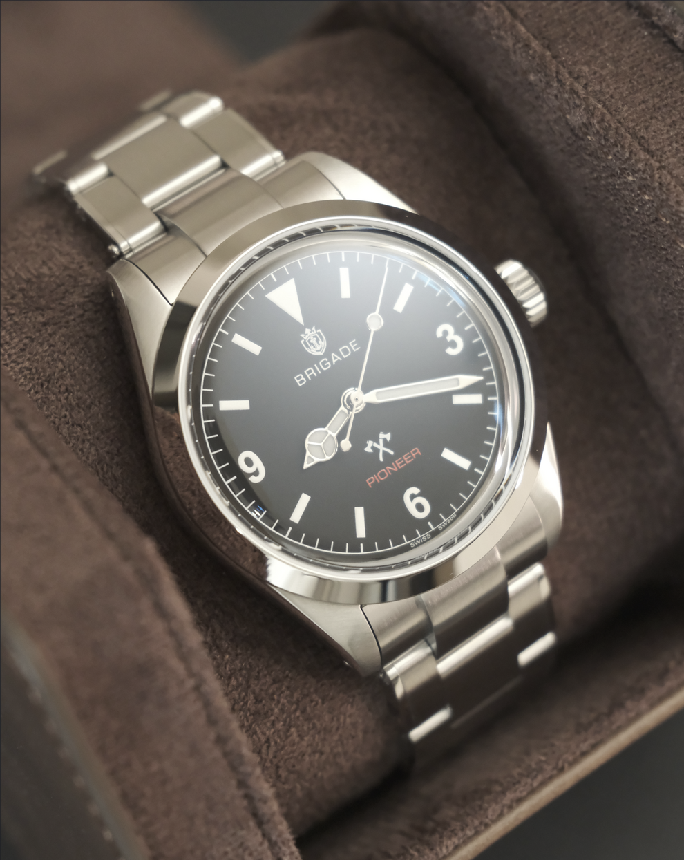 Brigade Pioneer Matte Black - Mercedes Hands – Brigade Watch Co.